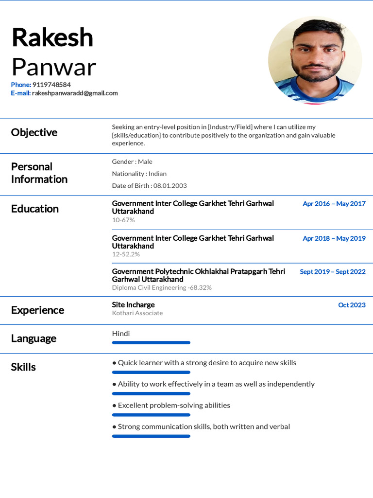 Rakesh Panwar's Civil Engineering Resume | PDF