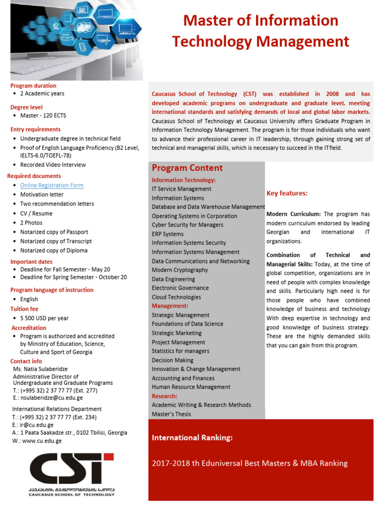 Master of Information Technology Management | PDF | Academic Degree