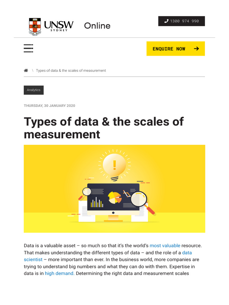 Types of Data & The Scales of Measurement - UNSW Online | PDF | Level ...