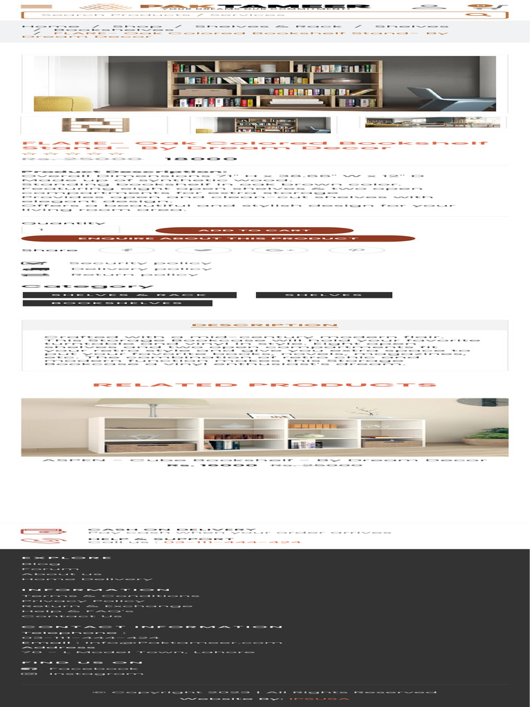 FLARE - Oak Colored Bookshelf Stand - by Dream Decor - PAK Tameer | PDF