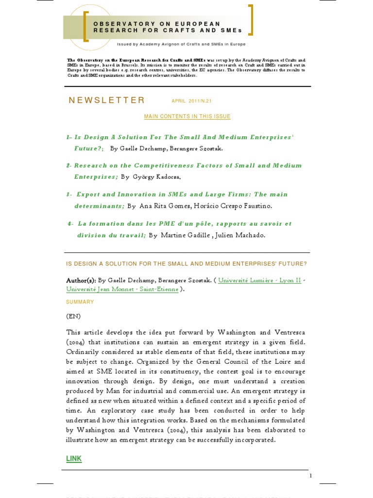 European Research on Crafts and SMEs | PDF | Small And Medium Sized ...