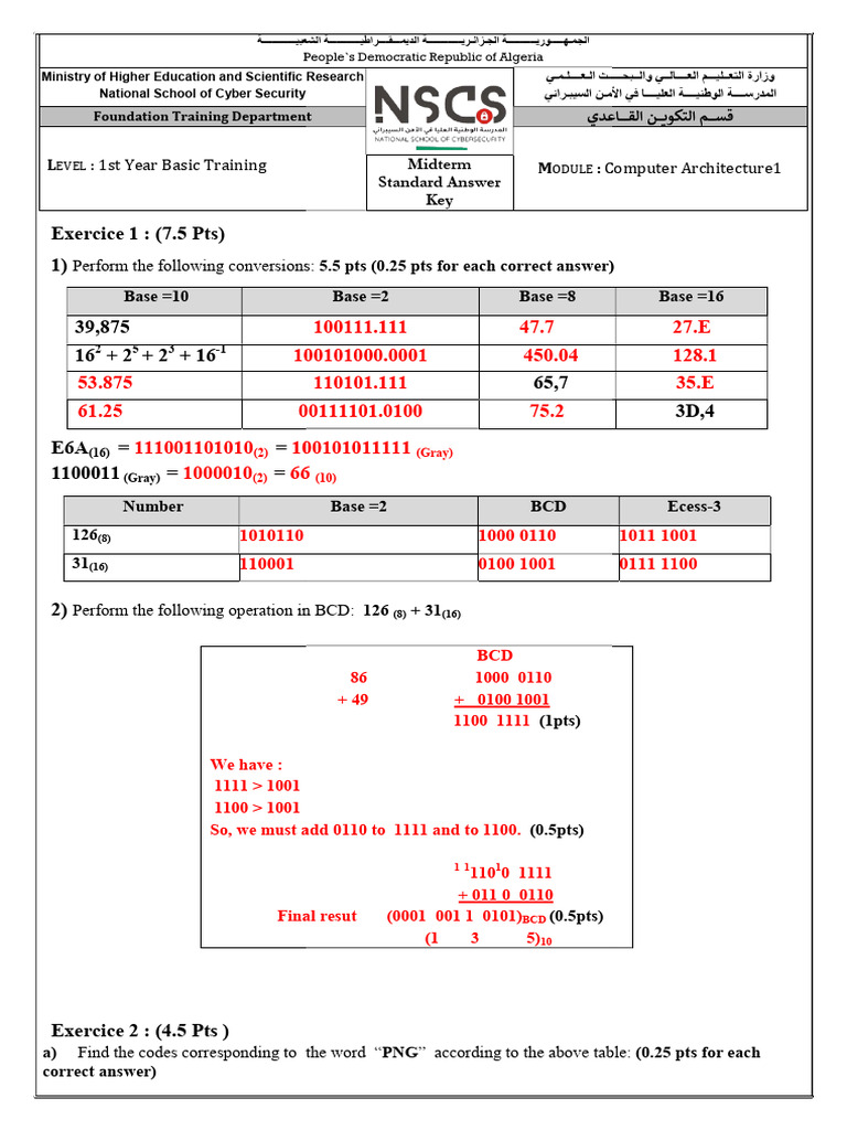Midterm Standard Answer Key (1) | PDF | Computing | Computer Science