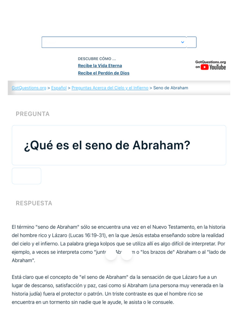 ¿Qué Es El Seno De? - .ÑÑÑ | PDF | Infierno | Cielo