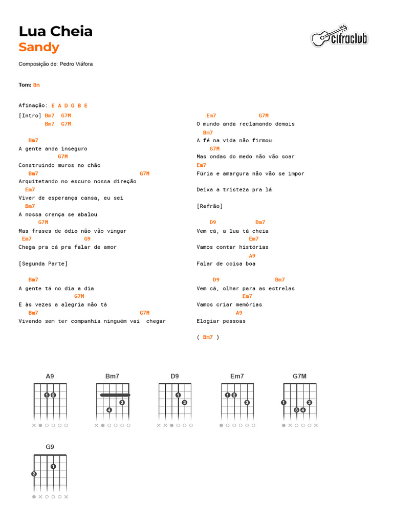 Cifra Club - Sandy - Lua Cheia | PDF