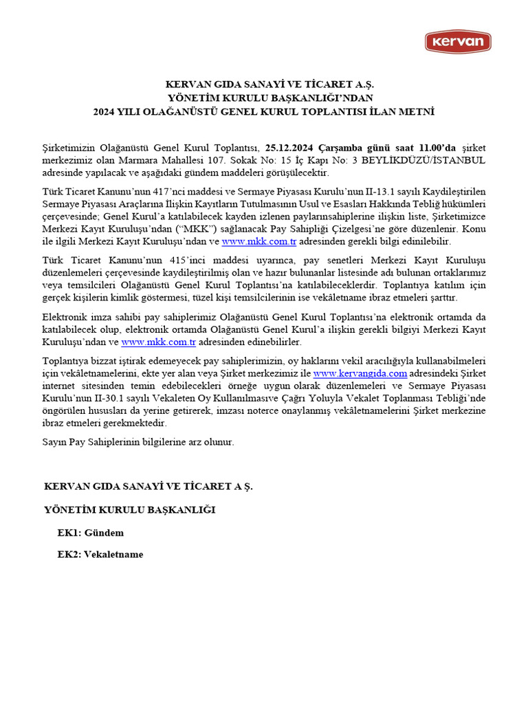 Kervan G - Da - Ola - Anüstü Genel Kurul - Lan Metni | PDF