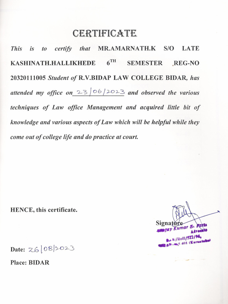 Moot Court Certificate | PDF