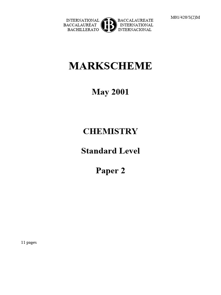 Chemistry Paper 2 SL Markscheme | PDF | Reaction Rate | Applied And Interdisciplinary Physics