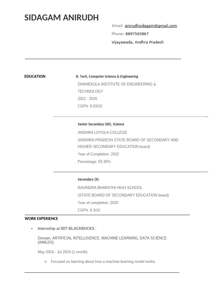 Resume | PDF | Machine Learning | Computing