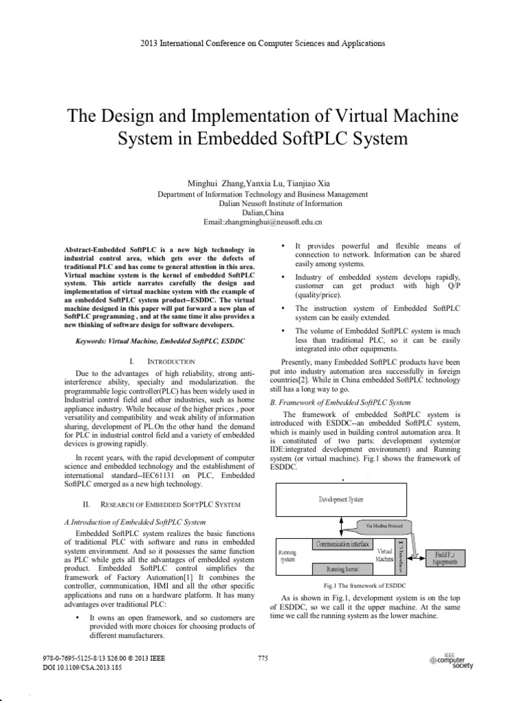 2013 the Design and Implementation of Virtual Machine System in Embedded SoftPLC System | PDF ...