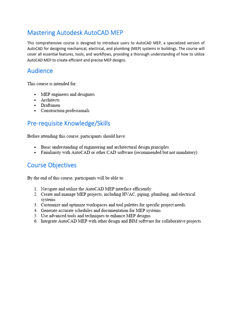 Mastering Autodesk Autocad Mep | PDF | Auto Cad | Pipe (Fluid Conveyance)