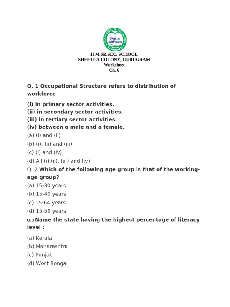 IXth geo. ch. 6 worksheet | PDF