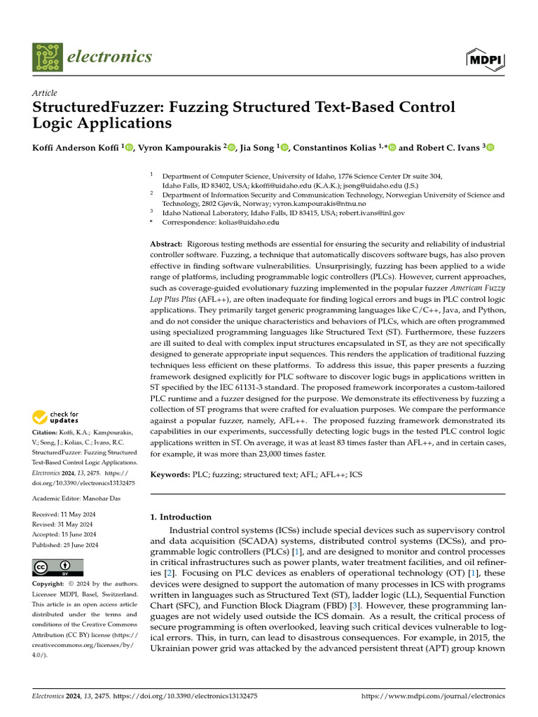 2024 StructuredFuzzer= Fuzzing Structured Text-Based Control Logic Applications | PDF ...