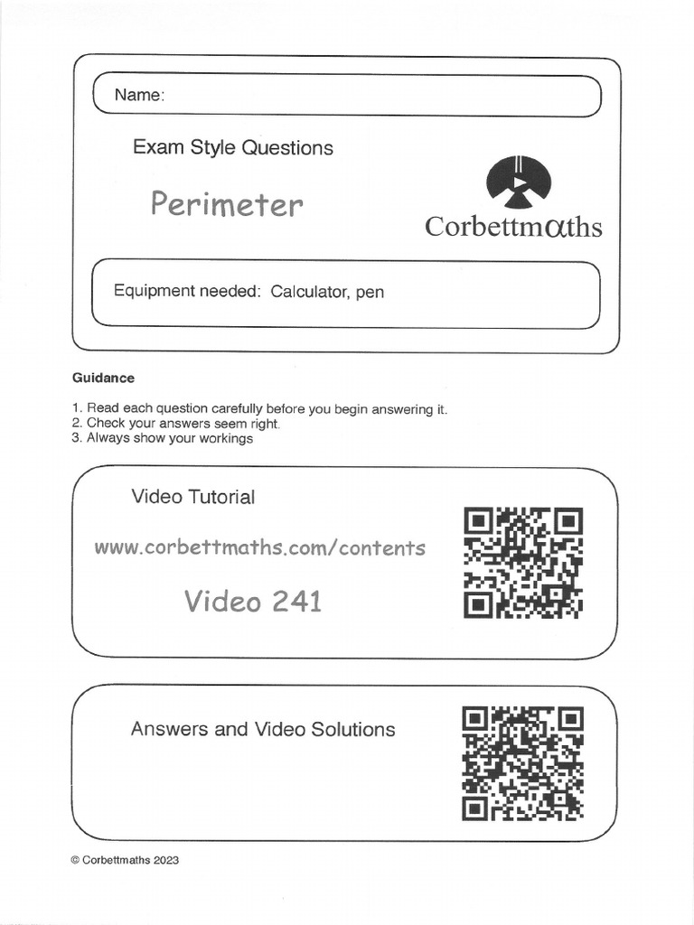 Perimeter Answers | PDF