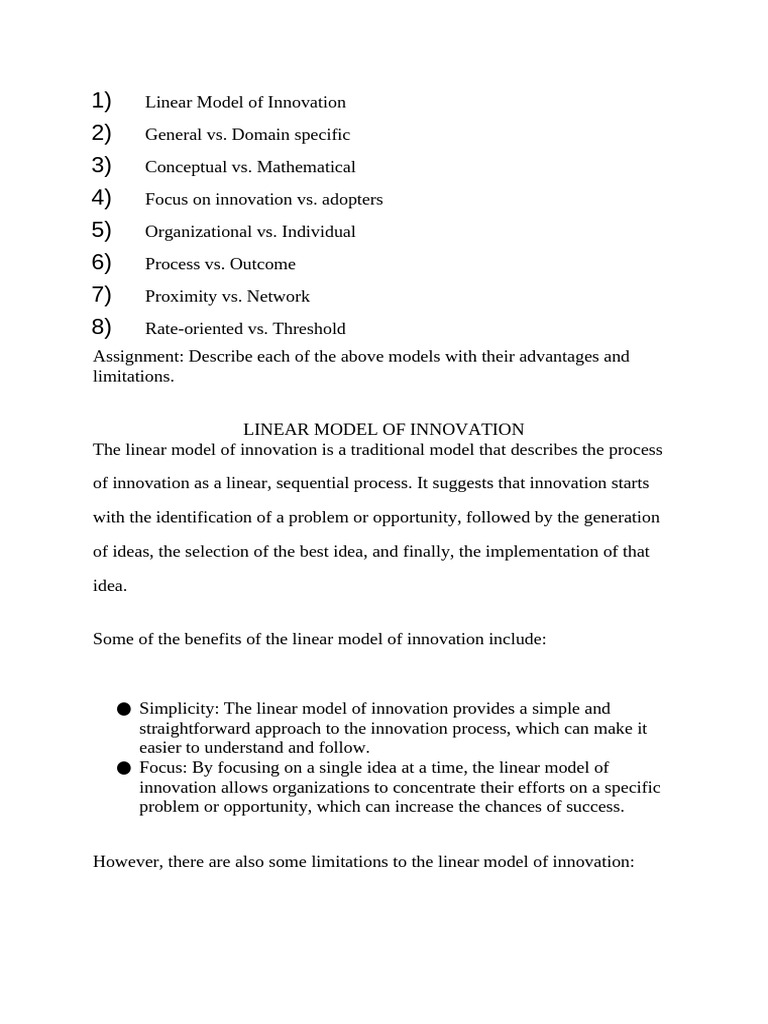 Models of Innovation | PDF | Innovation | Conceptual Model