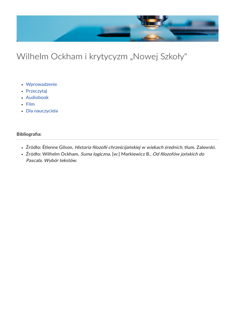 Wilhelm Ockham I Krytycyzm Nowej Szkoly | PDF