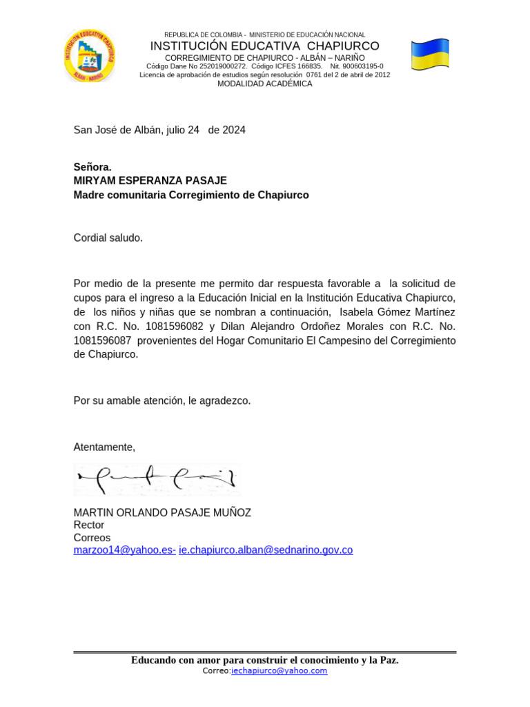 Oficio Madre Comunitaria | PDF