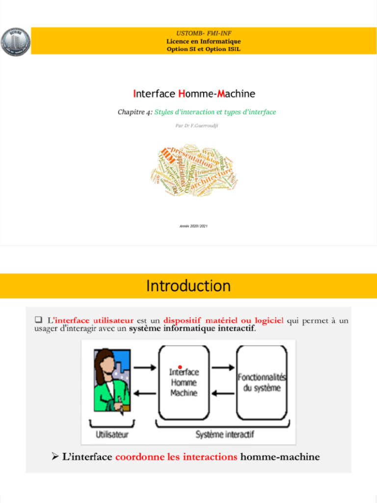 Chapitre4 Styles D'interaction Et Types D'interface (Cour 10) | PDF