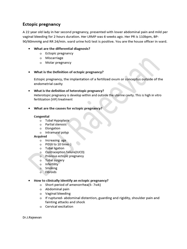 Ectopic Pregnancy Dr.J.Rajeevan-1634671520 | PDF | Diseases And ...