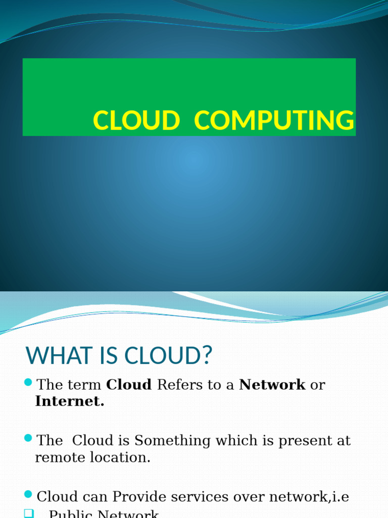 Cloud Computing Unit 1 Ppt | PDF | Grid Computing | Computer Cluster