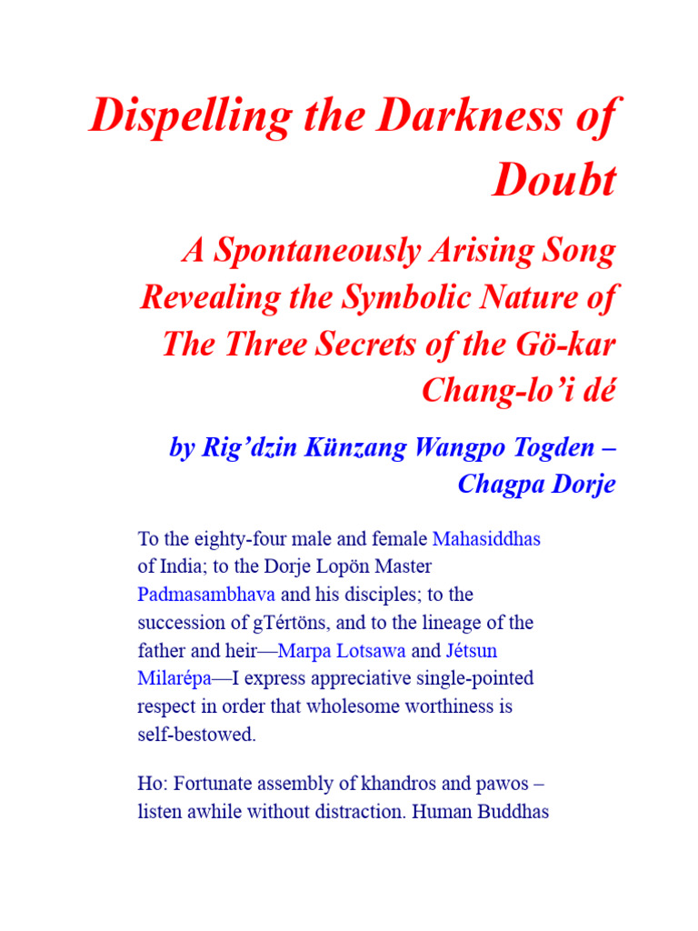 Dispelling The Darkness of Doubt | PDF | Buddhist Philosophical Concepts | Religious ...
