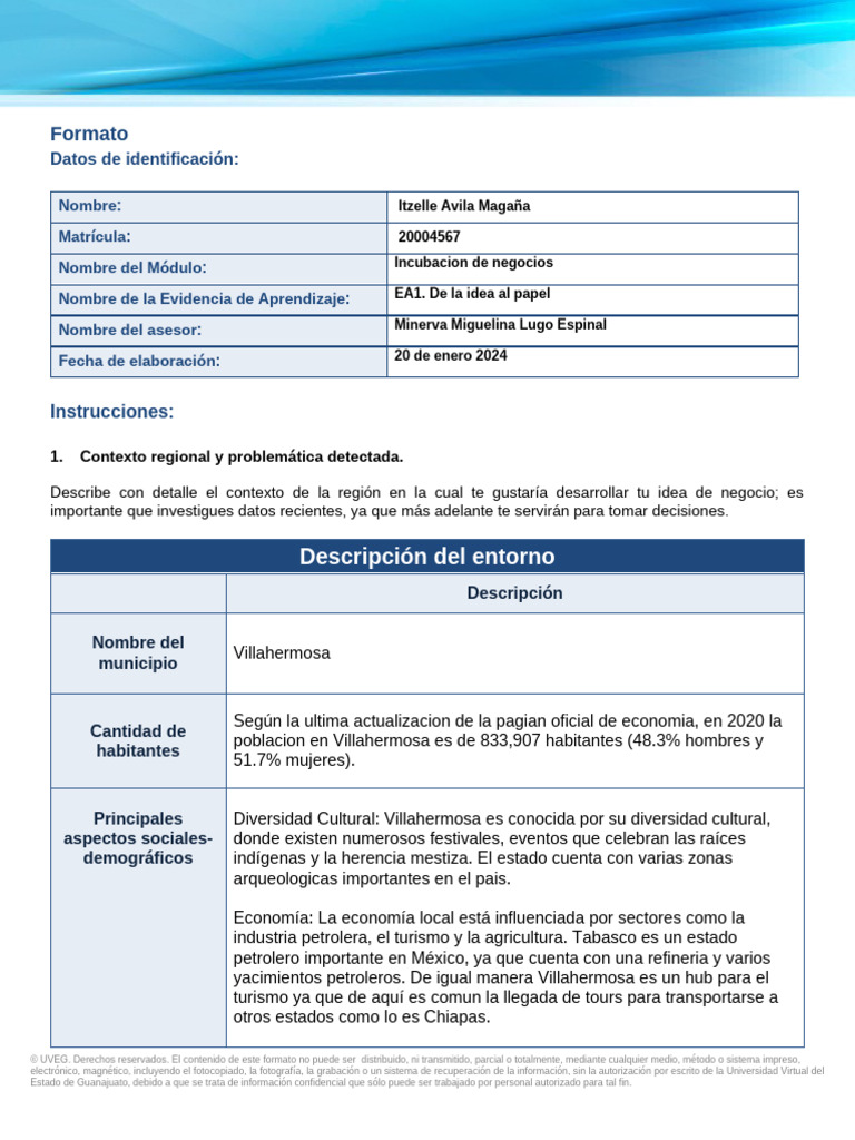 Avila Itzelle Ea1 Idea | PDF | Turismo | México