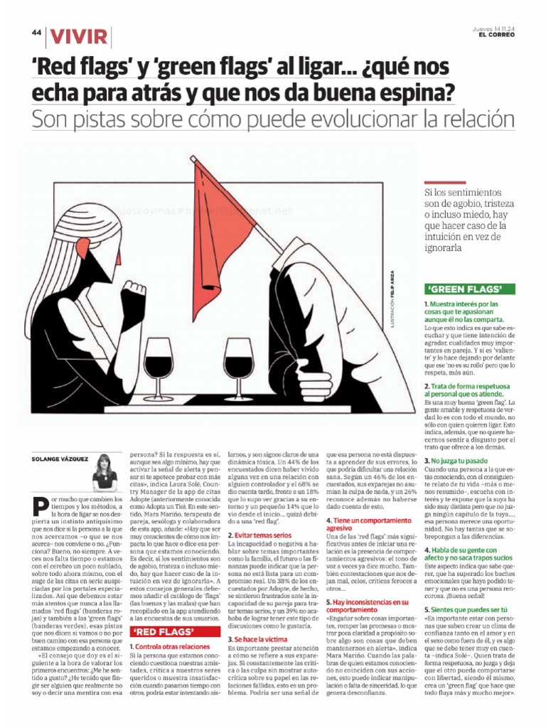 ‘Red flags’ y ‘green flags’ al ligar... | PDF