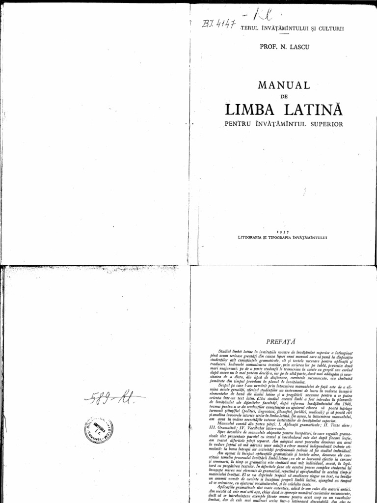 Nicolae Lascu Manual de Limba Latina Pen | PDF