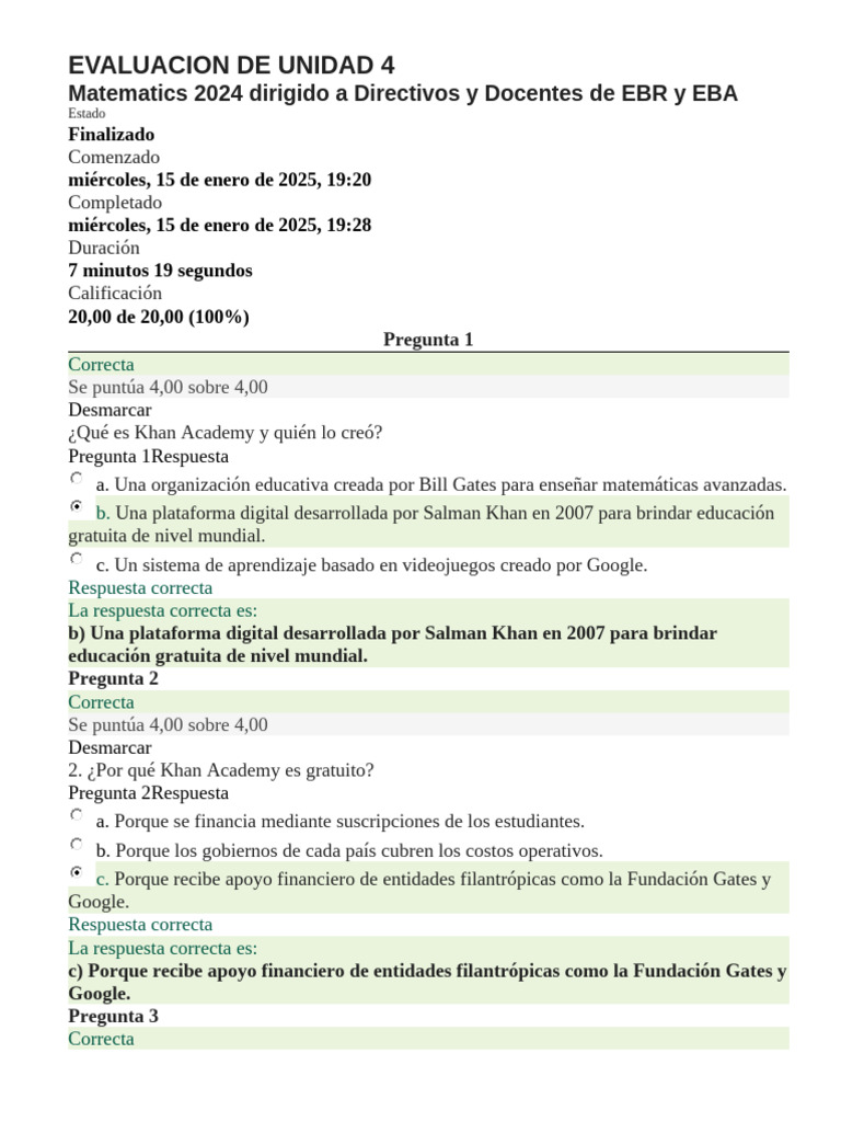 EVALUACION DE UNIDAD 4_MATEMATICS 2024 | PDF | Enseñando | Aprendizaje