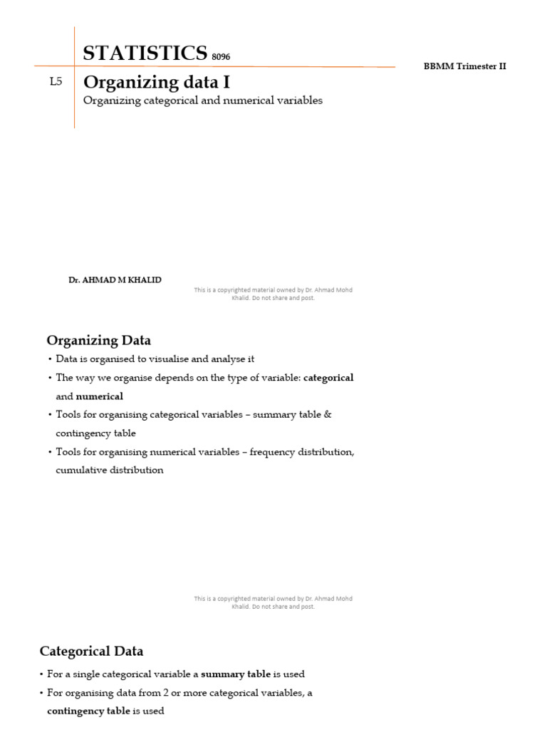 Lecture 5 Stats | PDF | Categorical Variable | Applied Mathematics