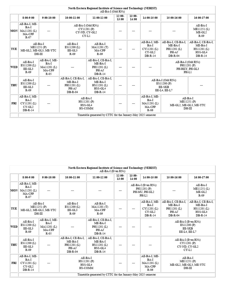 Class Timetable For Jan-May 2025 Semester Student | PDF | Universities ...