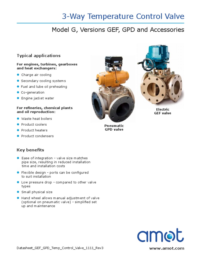 3-Way Temperature Control Valves Overview | PDF | Valve | Viscosity
