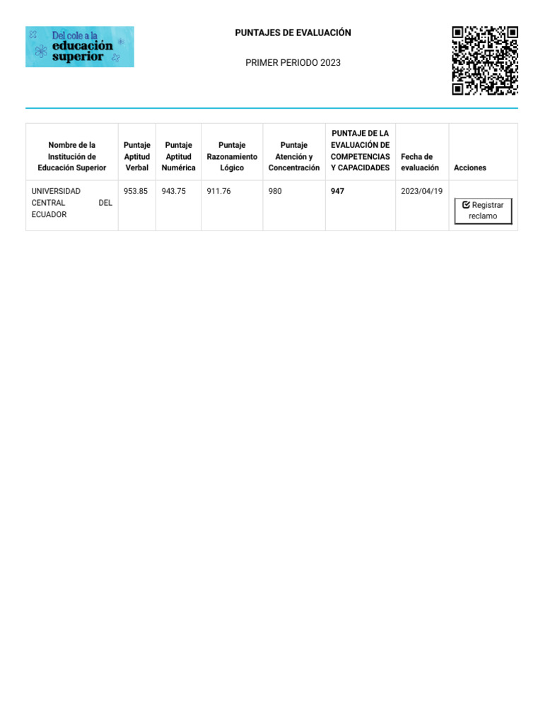 Puntaje Postulación | PDF