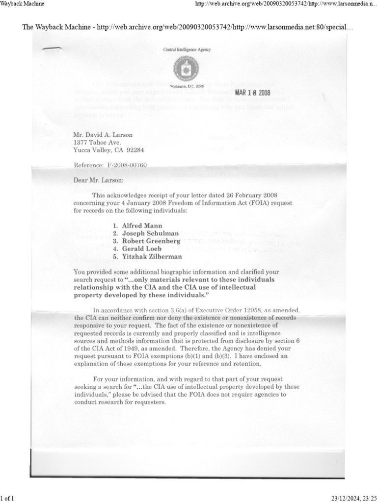 Cia Foia David Larson | PDF