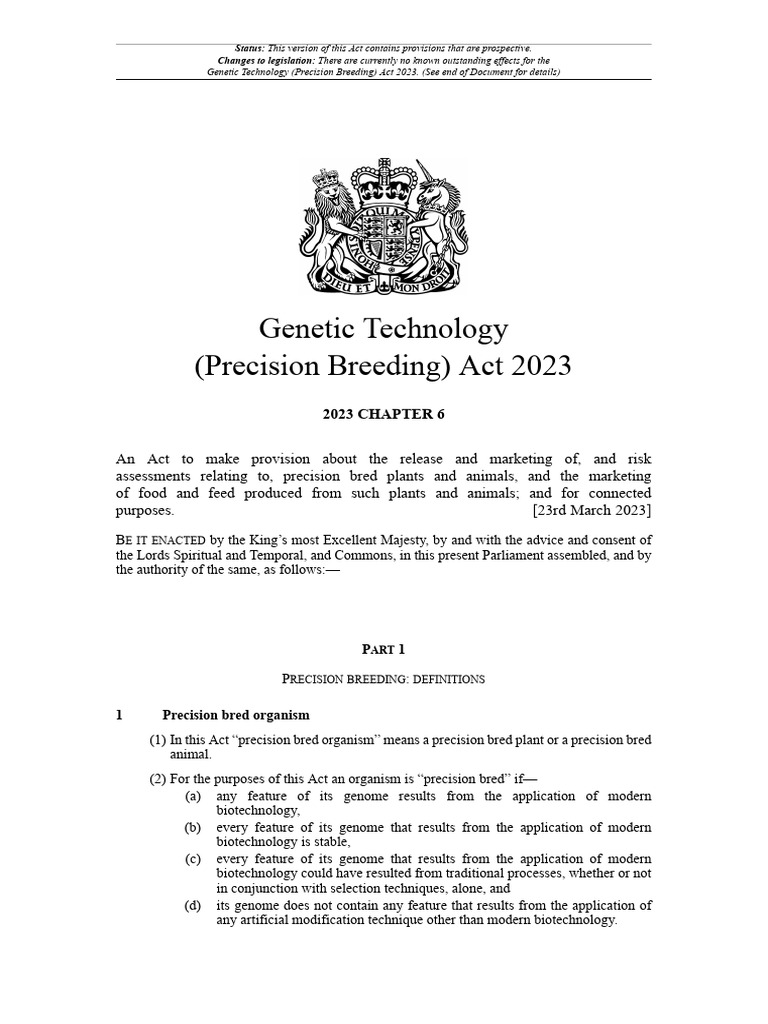 Genetic Technology Act Revised | PDF | Embryo | Selective Breeding