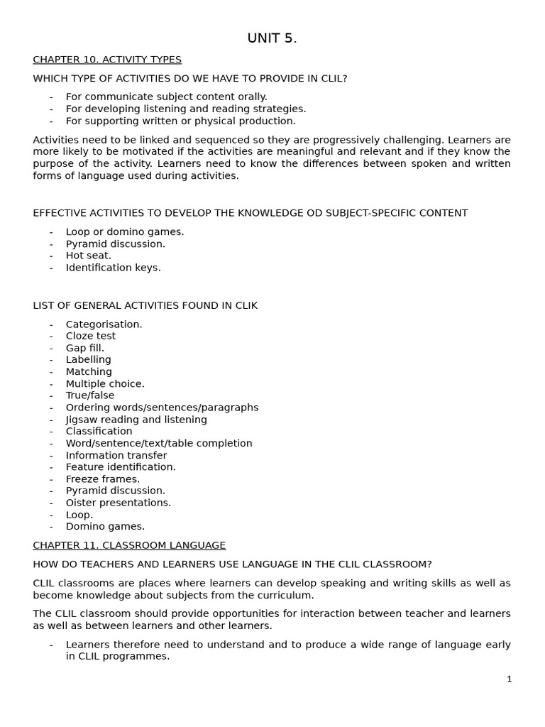 Unit 5 Aprendizaje Integrado de Contenido y Lengua | PDF | Educational Assessment | Learning