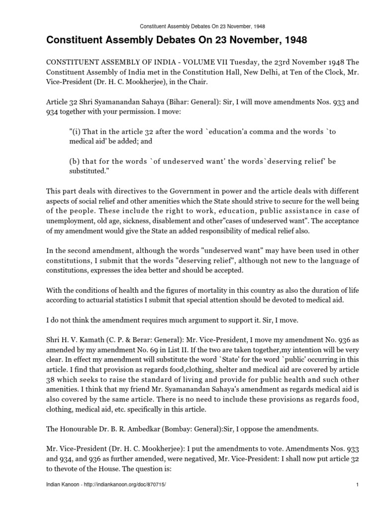 Constituent Assembly Debates On 23 November 1948 | PDF | Democracy ...