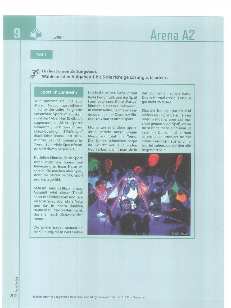 ArenaA2-Test 9 - Lesen PDF | PDF