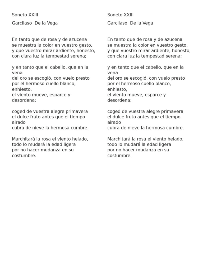 Belleza y Fugacidad en el Soneto XXIII | PDF