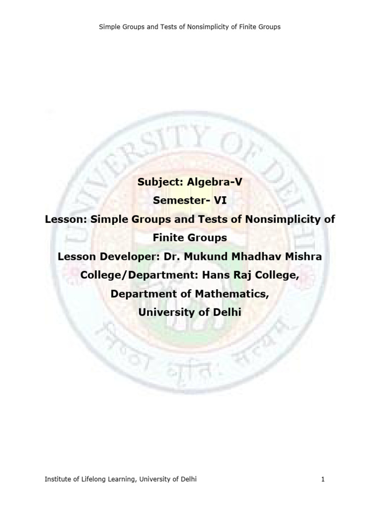 Algebra - Simple - Groups - and - Tests - of - Nonsimplicity - of ...
