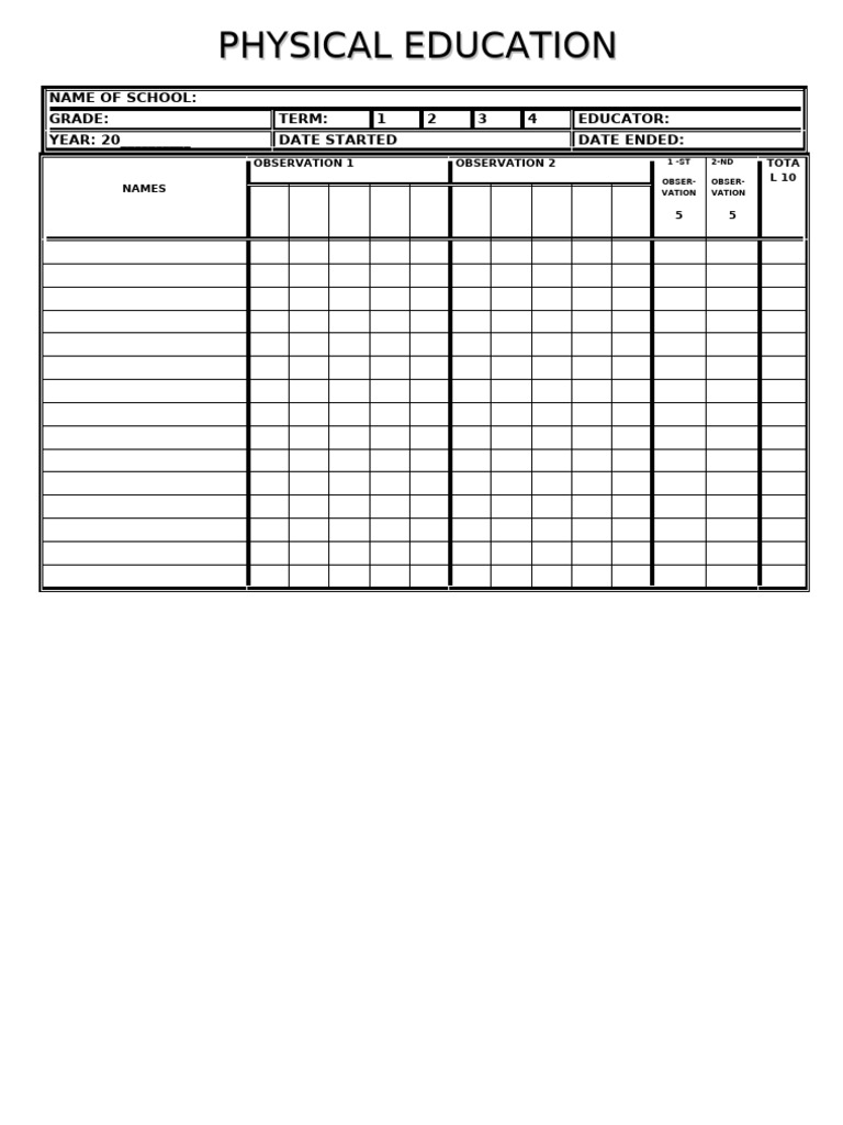 Physical Education Observation Report | PDF