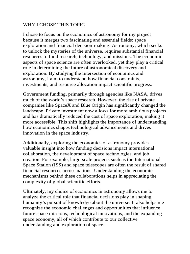 Economics of Astronomy Explained | PDF