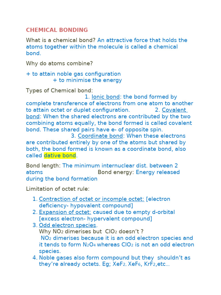CHEMICAL BONDING | PDF