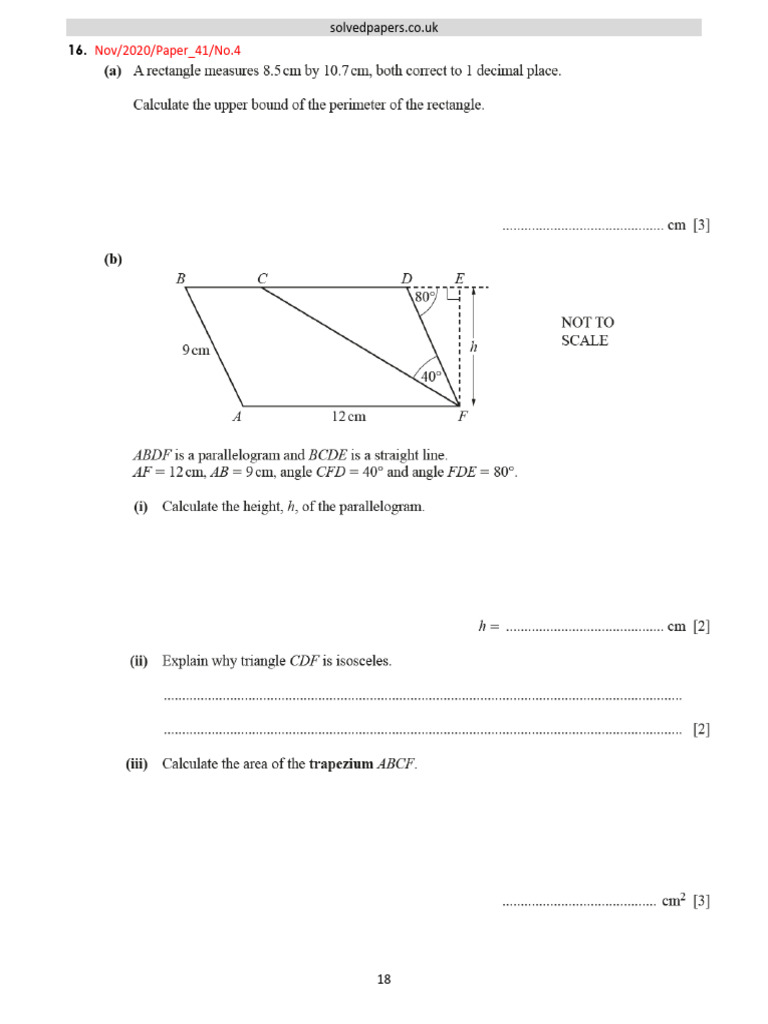 2020 Mensuration IGCSE 0580 | PDF