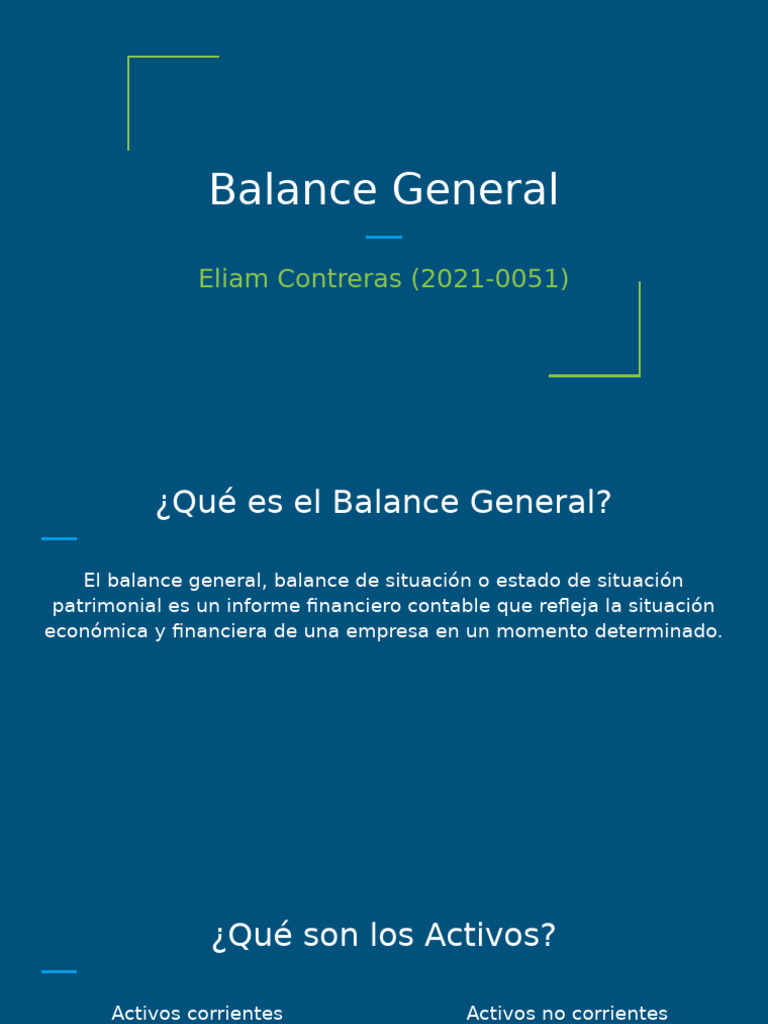 Presentacion Balance General. Contabilidad | PDF