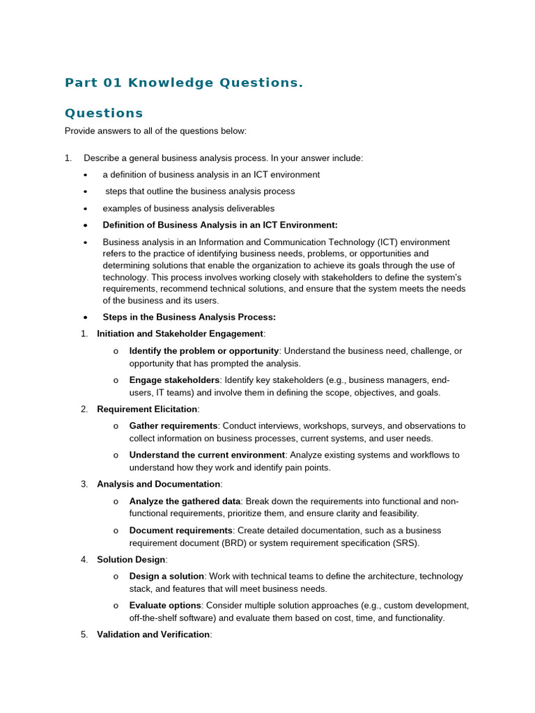 Part 01 - Knowledge Question | PDF | Software Development Process ...