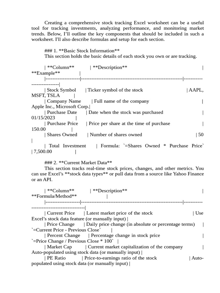 Comprehensive Stock Worksheet | PDF | Dividend | Stocks