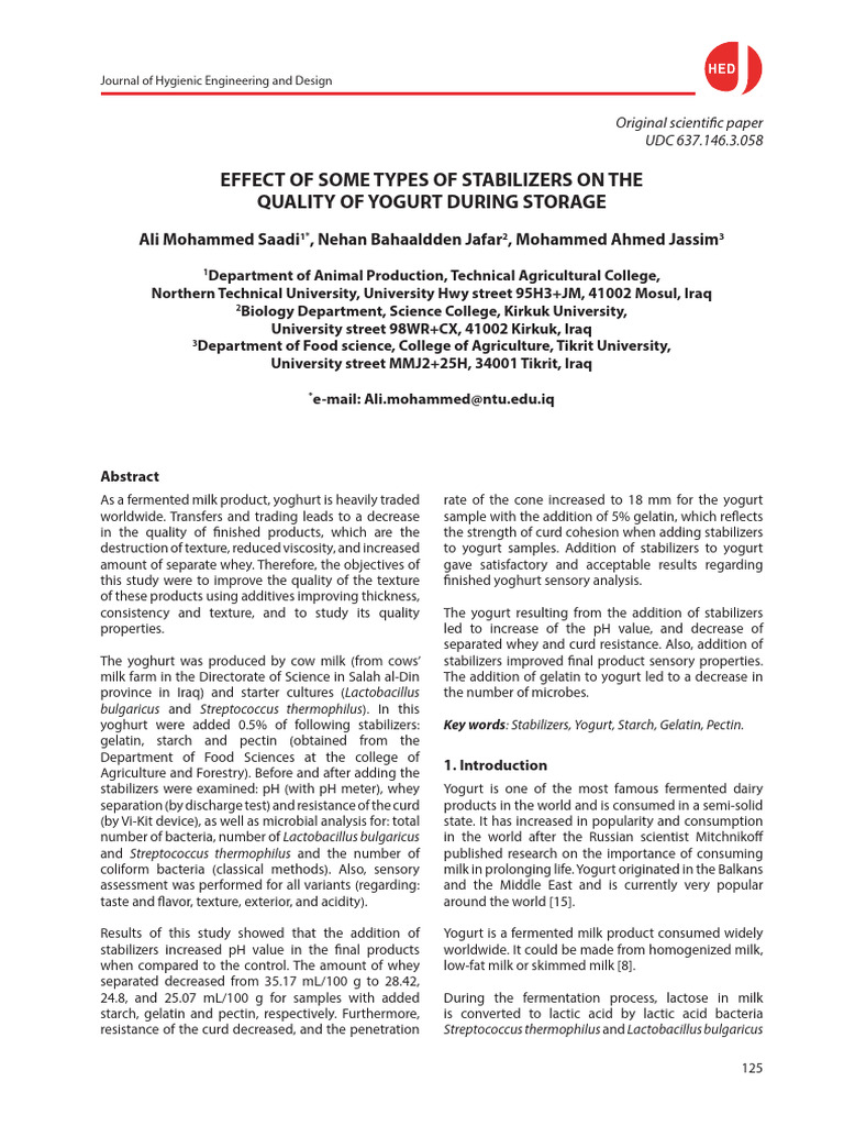 Full Paper Ali Mohammed Saadi | PDF | Yogurt | Dairy Products