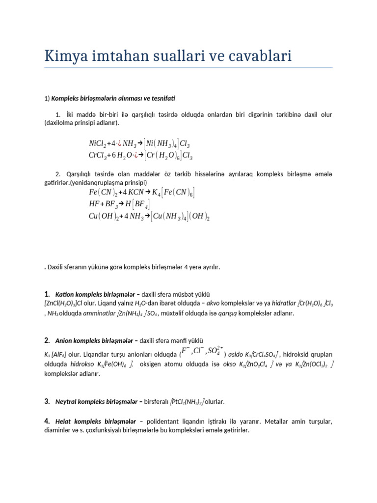 kimyan cavablari | PDF