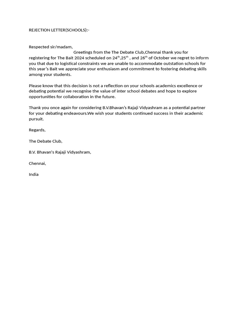 Rejection Letter | PDF