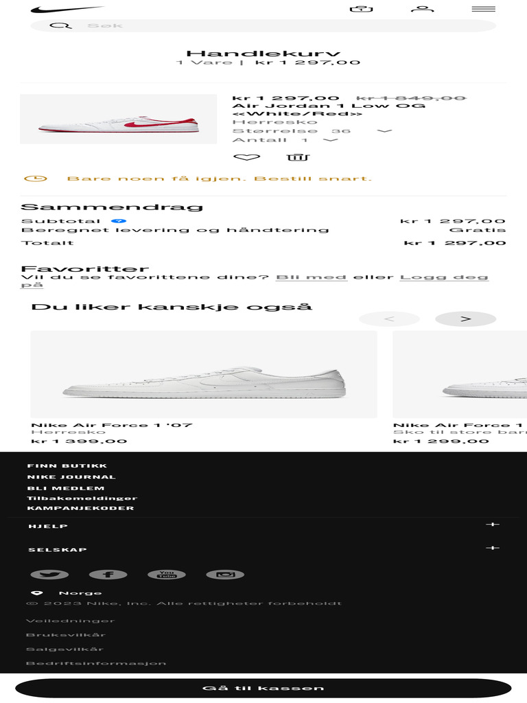 Handlekurv. Nike Butikk | PDF